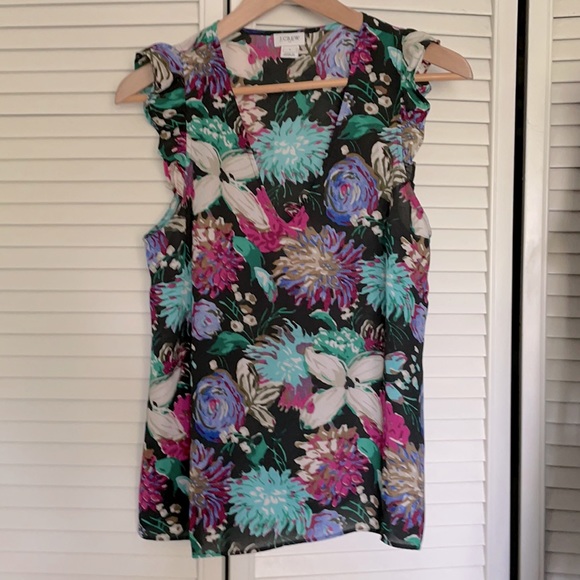 J. Crew | Tops | Last Call Jcrew Floral Ruffle Shell 6 | Poshmark